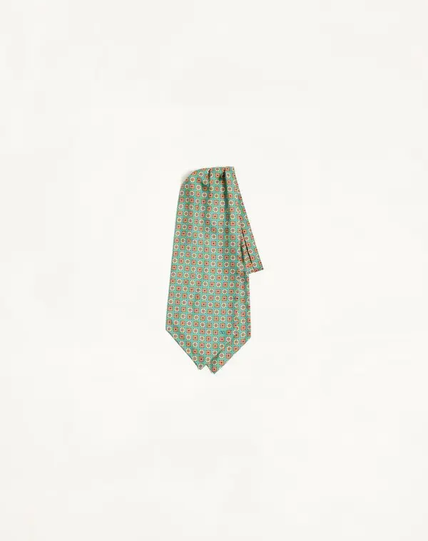 Valentino Garavani Silk Ascot With Pointy Motif - Green/multicolour