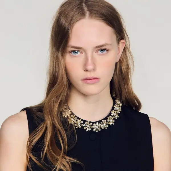 Sandro Embellished Wool Cropped Top
