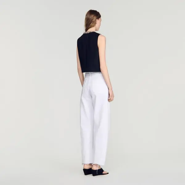 Sandro Embellished Wool Cropped Top