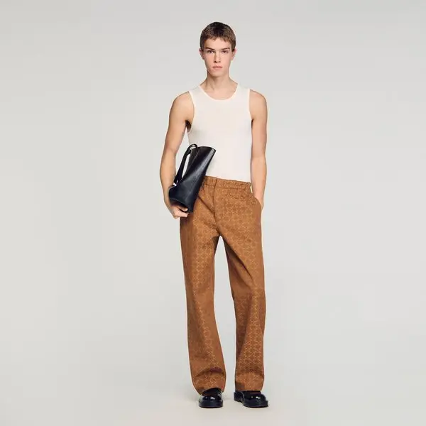 Sandro Wide-leg Jacquard Squarecross Jeans