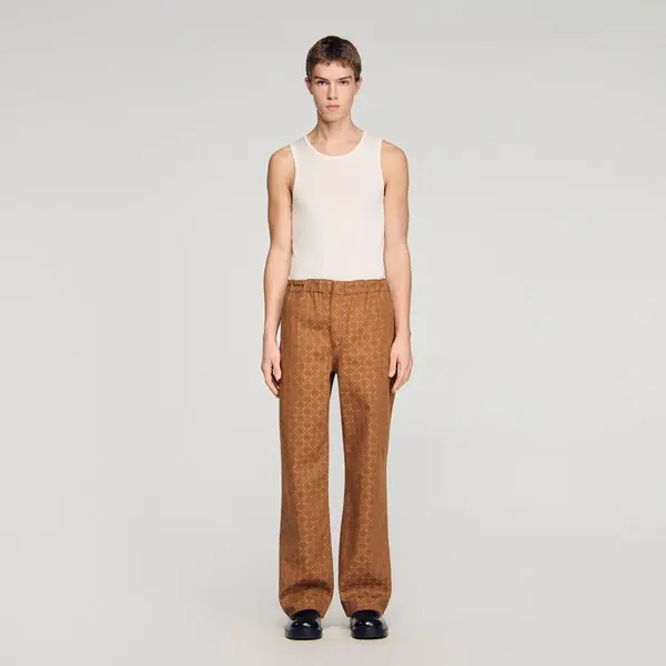 Sandro Wide-leg Jacquard Squarecross Jeans