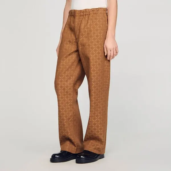 Sandro Wide-leg Jacquard Squarecross Jeans
