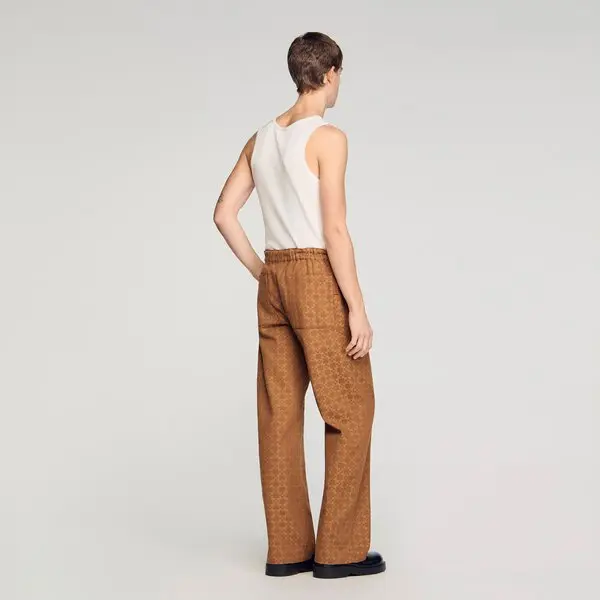 Sandro Wide-leg Jacquard Squarecross Jeans