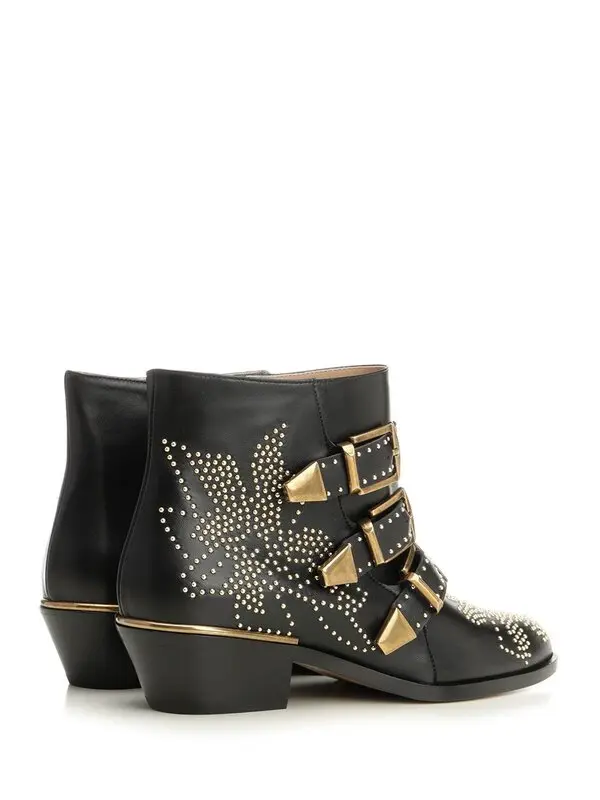 Chloé Susanna Studded Leather Ankle Boots - Black