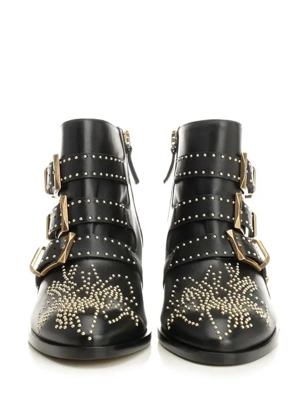 Chloé Susanna Studded Leather Ankle Boots - Black