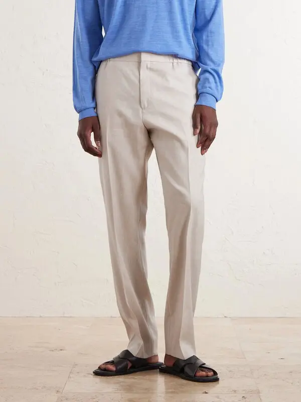 Paul Smith Straight-leg Linen And Wool-blend Trousers