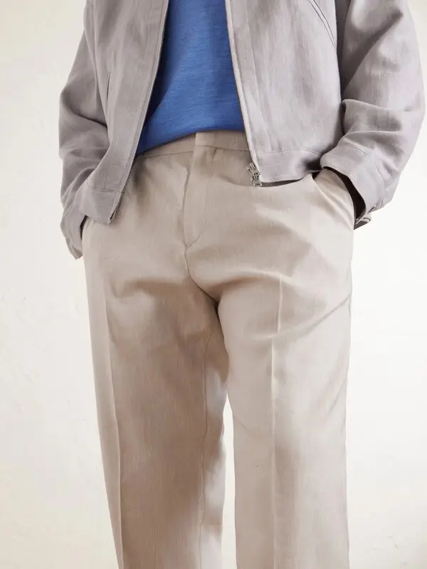 Paul Smith Straight-leg Linen And Wool-blend Trousers