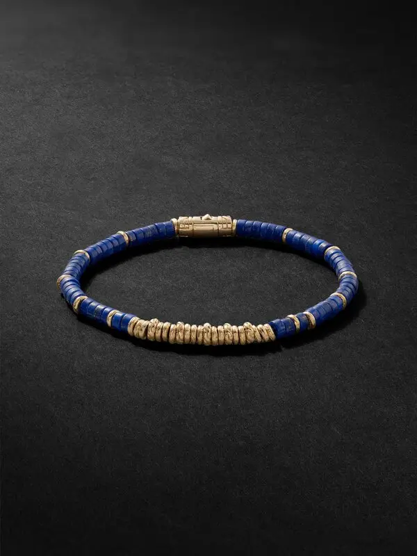 John Hardy Gold Lapis Lazuli Heishi Beaded Bracelet - Blue