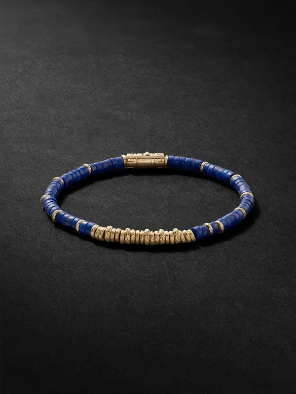 John Hardy Gold Lapis Lazuli Heishi Beaded Bracelet - Blue