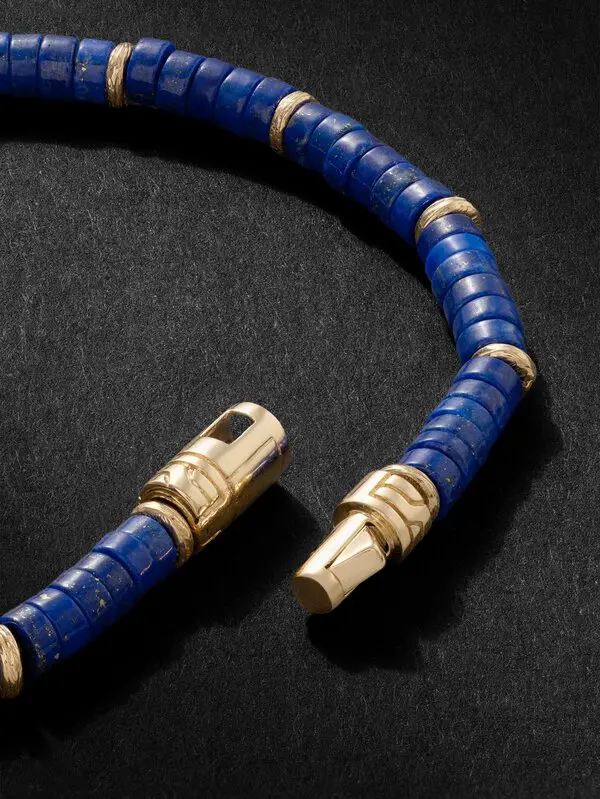 John Hardy Gold Lapis Lazuli Heishi Beaded Bracelet