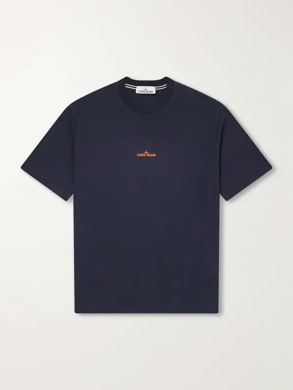 Stone Island Logo-print Cotton-jersey T-shirt - Navy