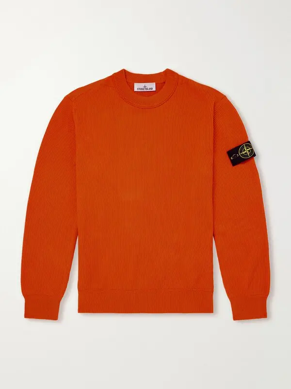 Stone Island Ribbed Cotton Crewneck Sweater