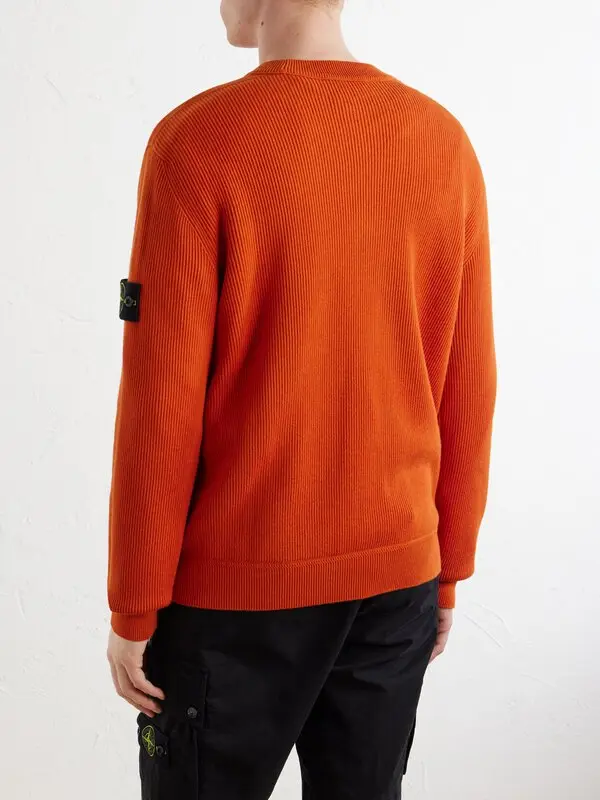 Stone Island Ribbed Cotton Crewneck Sweater
