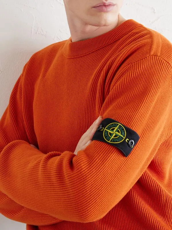 Stone Island Ribbed Cotton Crewneck Sweater