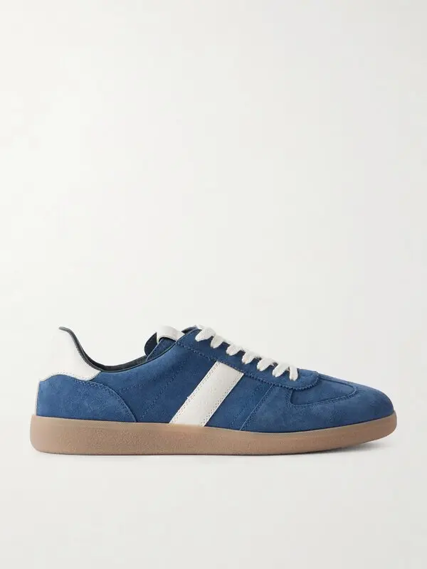 TOM FORD Archer Leather-trimmed Suede Sneakers - Blue