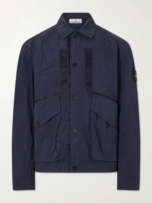 Stone Island Garment-dyed Waxed Shell Jacket - Navy