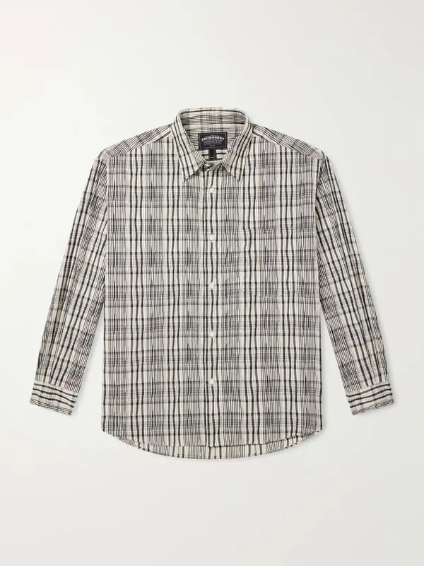 FRIZMWORKS Striped Crinkled Cotton-blend Shirt
