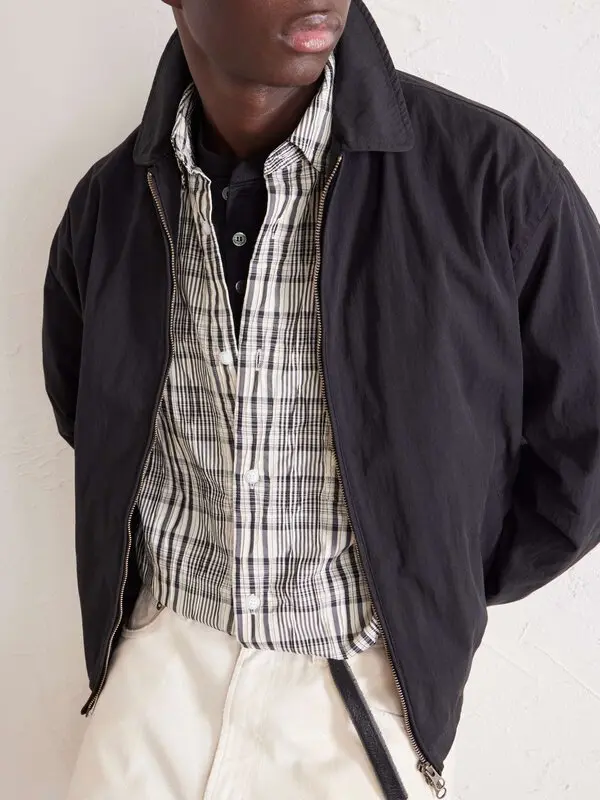 FRIZMWORKS Striped Crinkled Cotton-blend Shirt