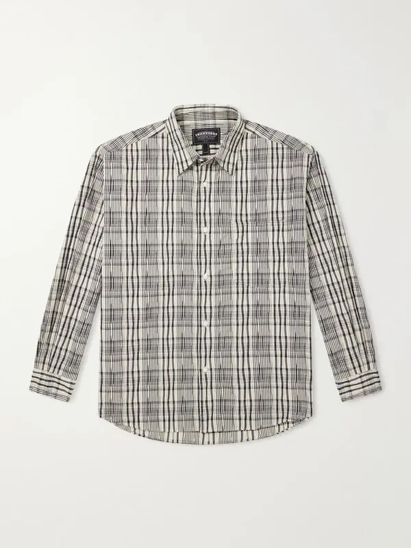 FRIZMWORKS Striped Crinkled Cotton-blend Shirt
