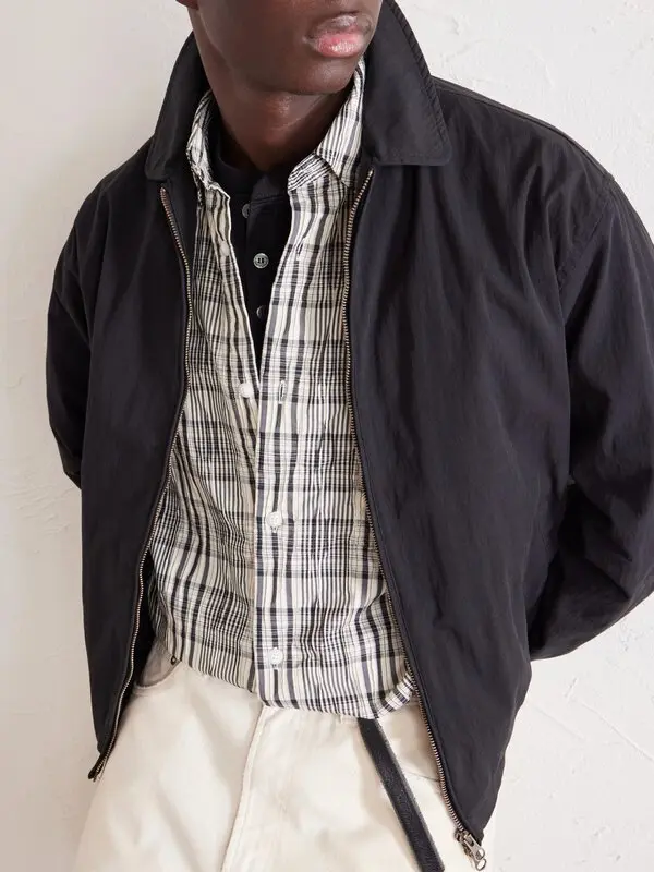 FRIZMWORKS Striped Crinkled Cotton-blend Shirt