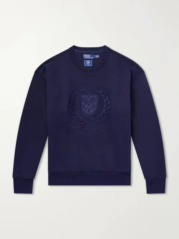 Polo Ralph Lauren Wimbledon Logo-embroidered Cotton Sweatshirt - Blue