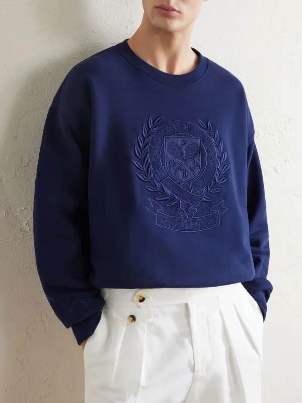 Polo Ralph Lauren Wimbledon Logo-embroidered Cotton Sweatshirt