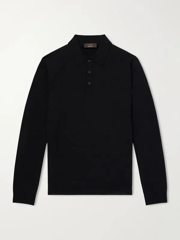 SLOWEAR Slim-fit Flexwool Polo Shirt - Black