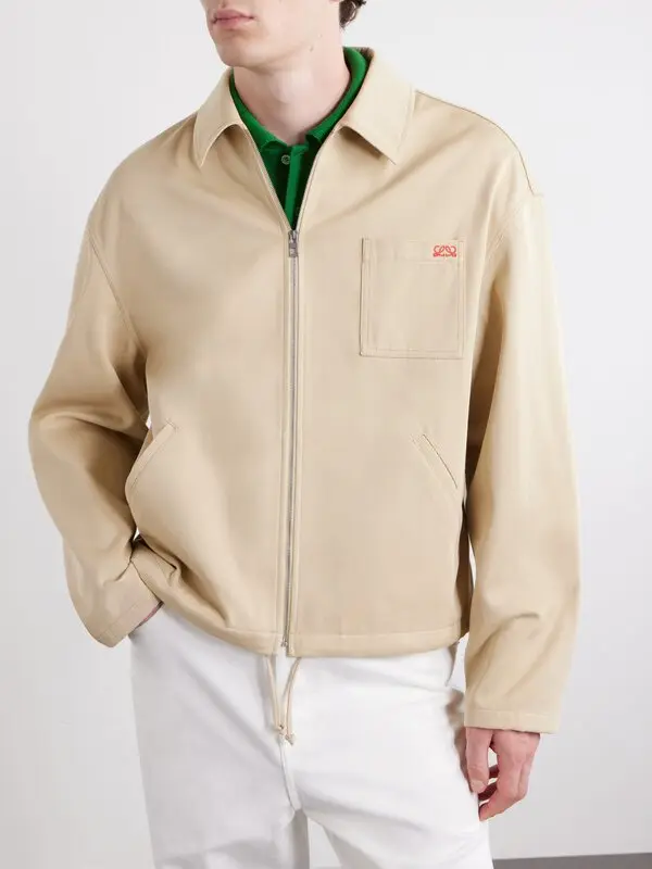Loewe Cotton-twill Logo Embroidered Zip-up Jacket