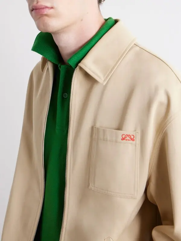 Loewe Cotton-twill Logo Embroidered Zip-up Jacket