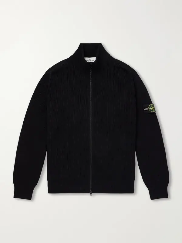 Stone Island Ribbed Cotton Zip-up Sweater