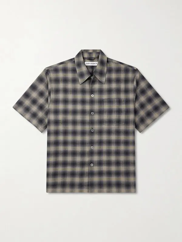 Our Legacy Checked Cotton And Wool-blend Shirt - Black