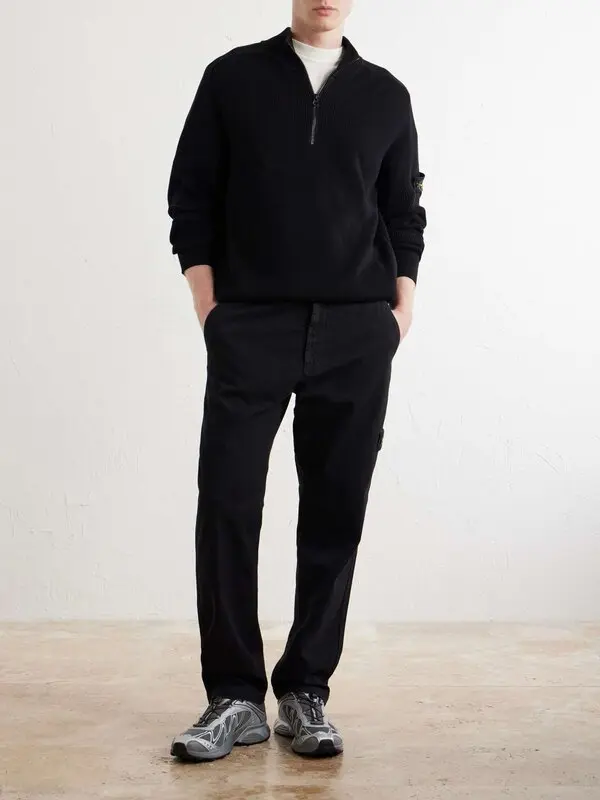 Stone Island Ribbed Cotton Zip-up Sweater