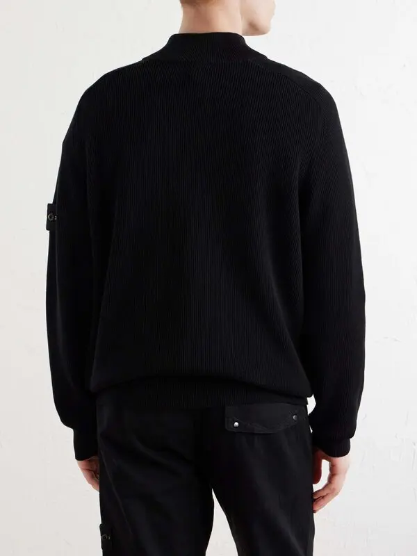 Stone Island Ribbed Cotton Zip-up Sweater
