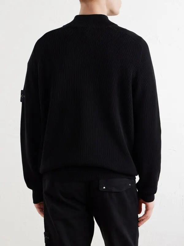 Stone Island Ribbed Cotton Zip-up Sweater