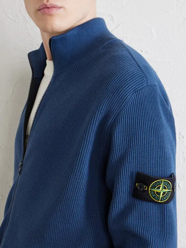 Stone Island Ribbed Cotton Zip-up Sweater