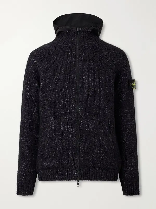 Stone Island Reversible Knitted Cotton-blend Shell Jacket