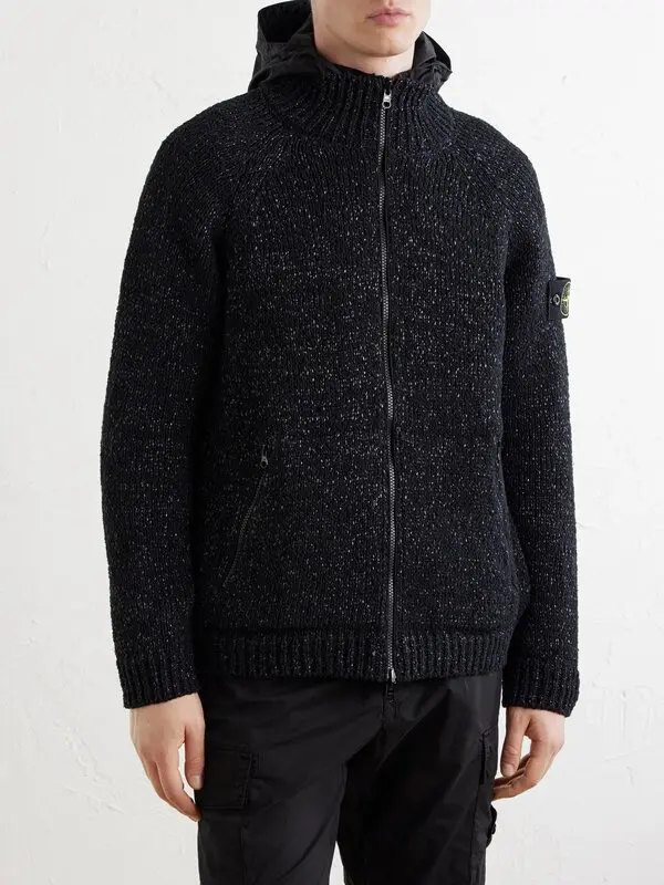 Stone Island Reversible Knitted Cotton-blend Shell Jacket