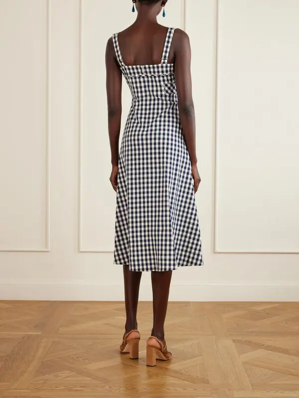 Veronica Beard Lois Checked Stretch-cotton Cloqué Midi Dress