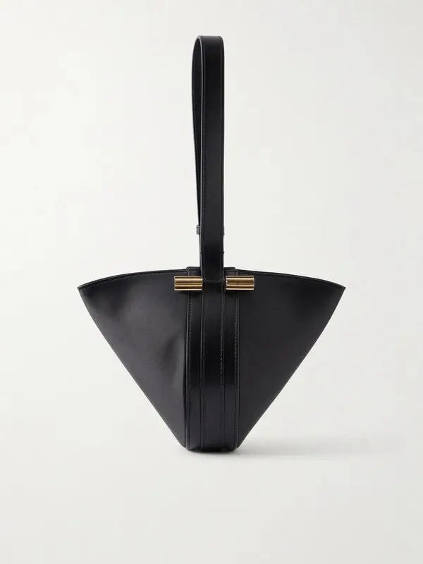 Victoria Beckham Portofina Dia Leather-trimmed Satin Clutch - Black