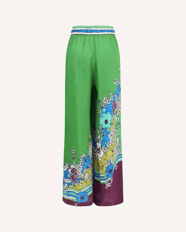 ALEMAIS Nanci Silk Floral Print Wide-leg Pants - Multicolour