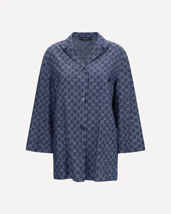 Gucci Gg Jacquard Cotton Jacket - Blue