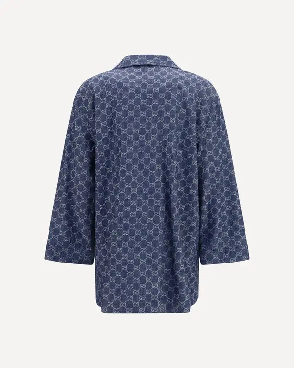 Gucci Gg Jacquard Cotton Jacket - Blue