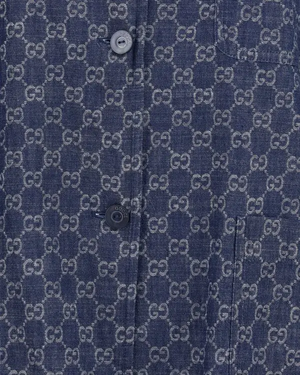 Gucci Gg Jacquard Cotton Jacket - Blue