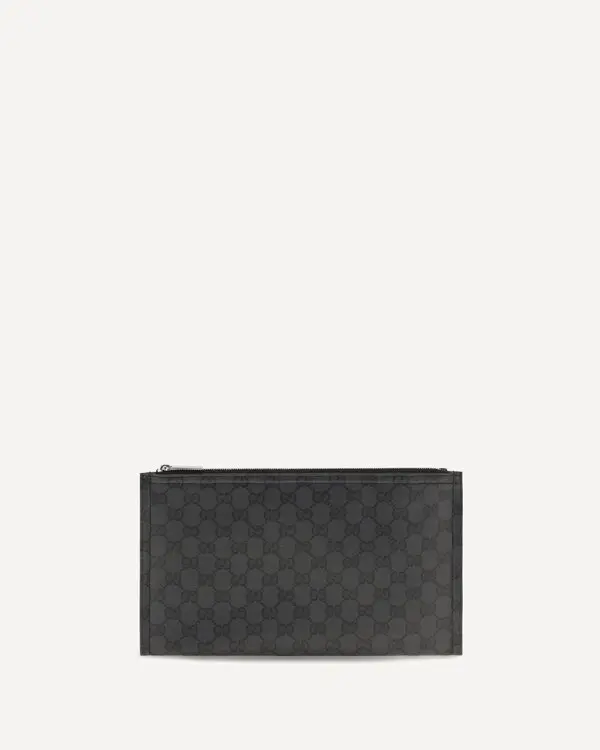 Gucci Essence Classic Large Pouch In Gg Canvas - Black