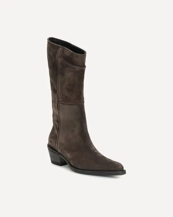Khaite Clive Suede Mid-calf Boots - Brown