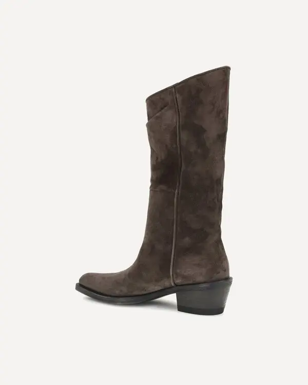 Khaite Clive Suede Mid-calf Boots - Brown