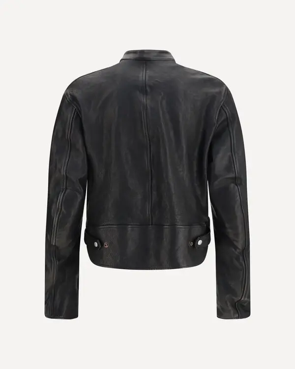 Gucci Buffalo Leather Bomber With Web Trim