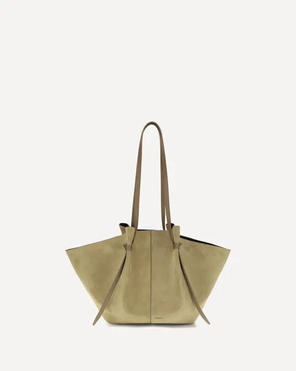 Yuzefi Suede Leather Shoulder Bag - Beige