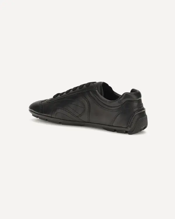 Prada Leather Lace-up Sneakers - Black