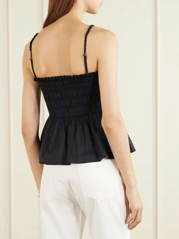 Veronica Beard Tullia Shirred Tiered Cotton-poplin Top